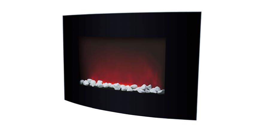 Warm House Black Arched Glass Electric Fireplace
