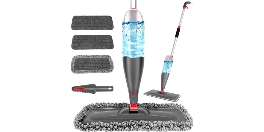 CLDREAM Spray Cleaning Mop with 3 Washable Pads Gray