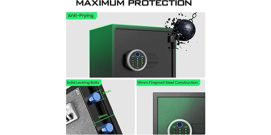 Kavey Biometric Safe Box | 1.3 Cu Ft