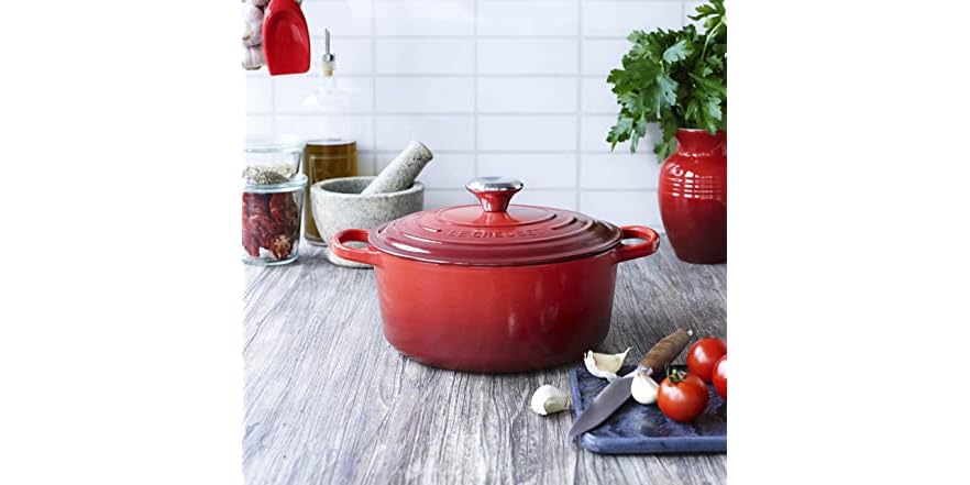 Le Creuset Round Cast Iron, 7.25qt, Cerise (Open Box)
