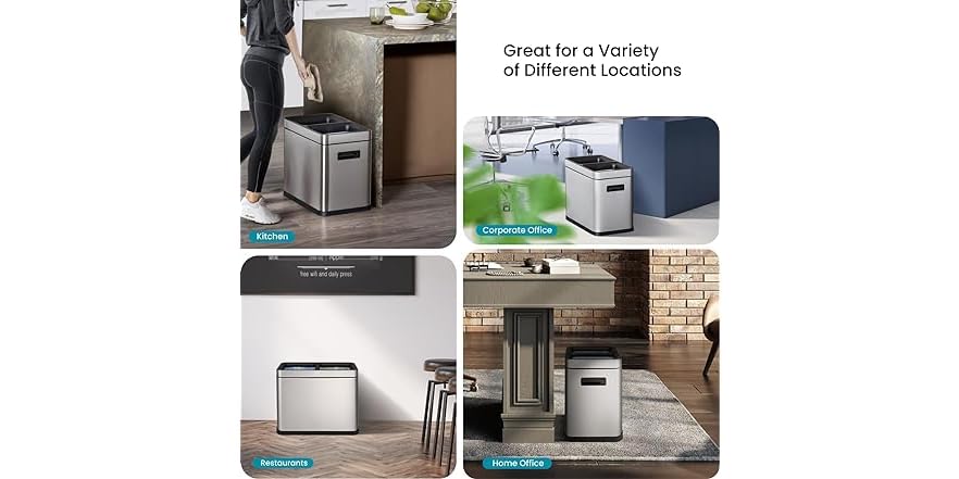 8 Gallon Short & Slim Dual Bin Trash Can