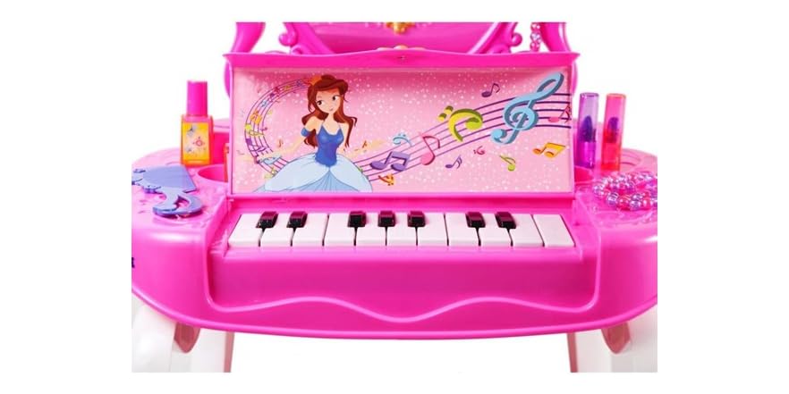 2-in-1 Princess Pretend Play Vanity Set Table w/ Piano