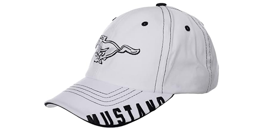 Ford Mustang Cap White Velcro Backing