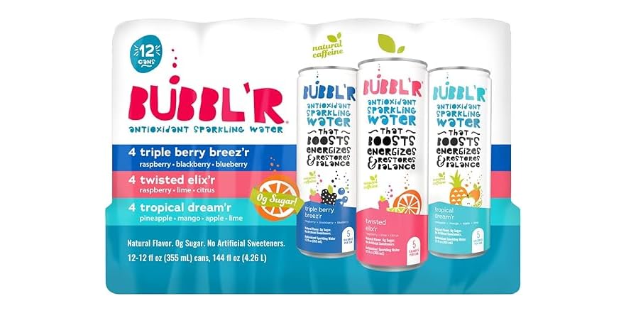 BUBBL'R Sparkling Water, 3 Flavors