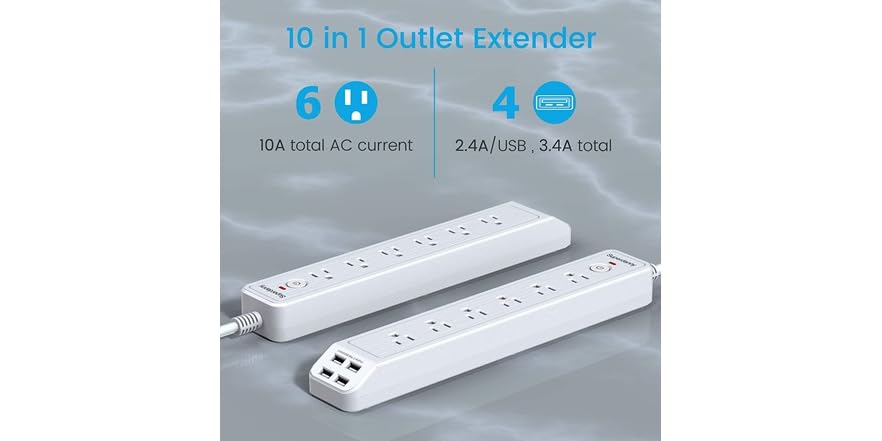 SUPERDANNY 6 Outlets 4 USB Ports