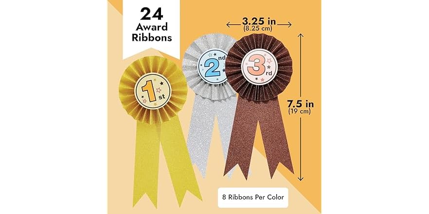 24-Pack 1st,2nd,3rd Place Award Ribbons