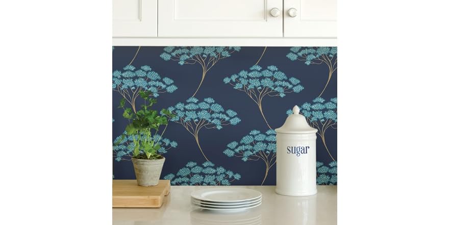 Blue Ficus Peel & Stick Wallpaper