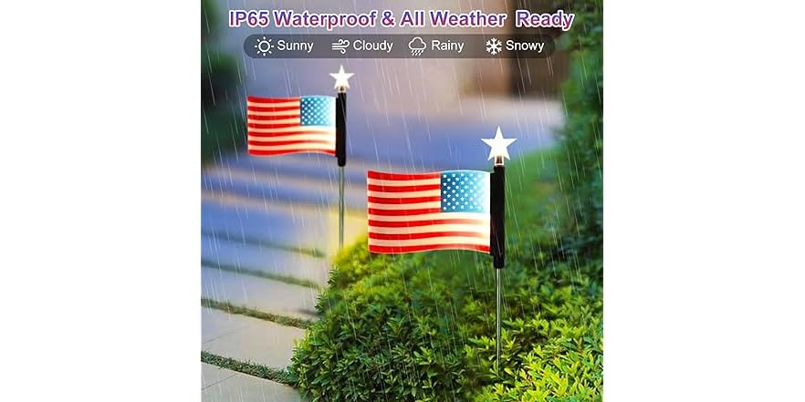 Hakol American Flag Solar Lights - 2 Pack