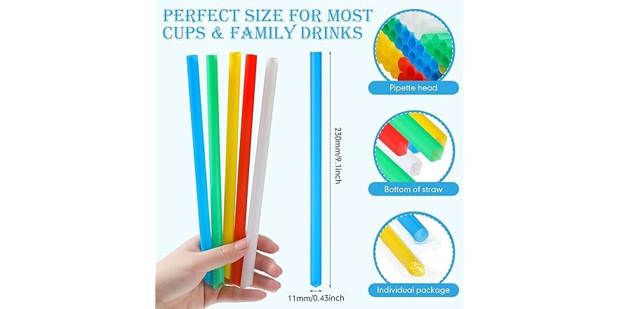 500 Pcs Multi Colors Jumbo Straws