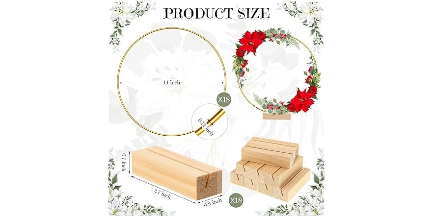 18Pc 14" Wreath Craft Hoops With Stand