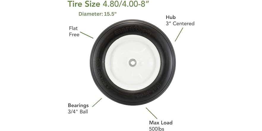 Marathon 4.80/4.00-8" Flat Free Tire