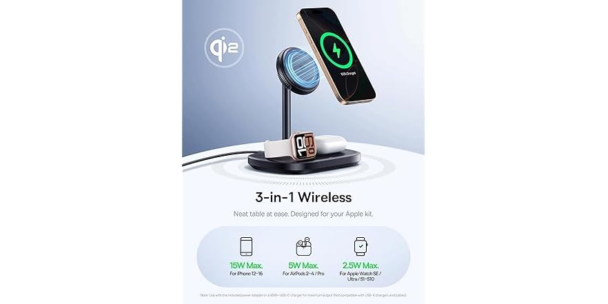 Baseus Qi2 15W 3-in-1 Wireless Charger Stand