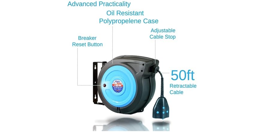 AlphaWorks 14AWG x 50' Alexa Smart Plug Cord Reel