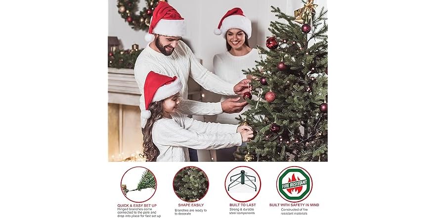 6.5Ft Pre-Lit Aspen Fir Artificial Christmas Tree
