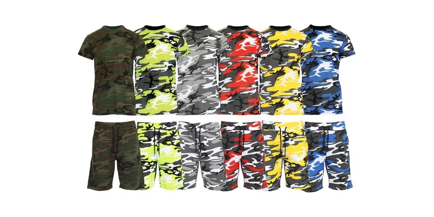 2-4Pc Womens S/S Camo Tee & Shorts Set