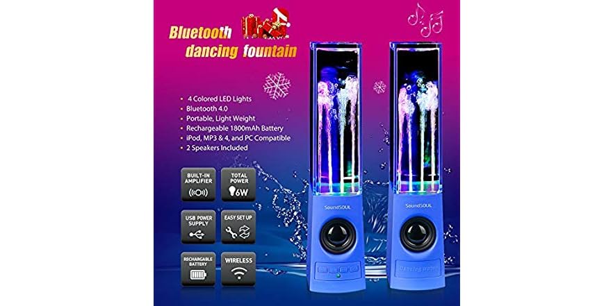 SoundSOUL Bluetooth Water Dancing Speakers - Pair