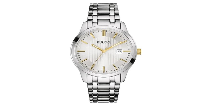 Bulova Dress 98B241 Men's Two Tone Silver White Dial Stainless Steel Watch