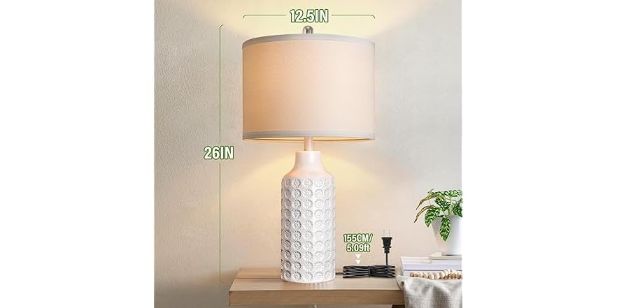VerRon Rustic Ceramic Side Table Lamps