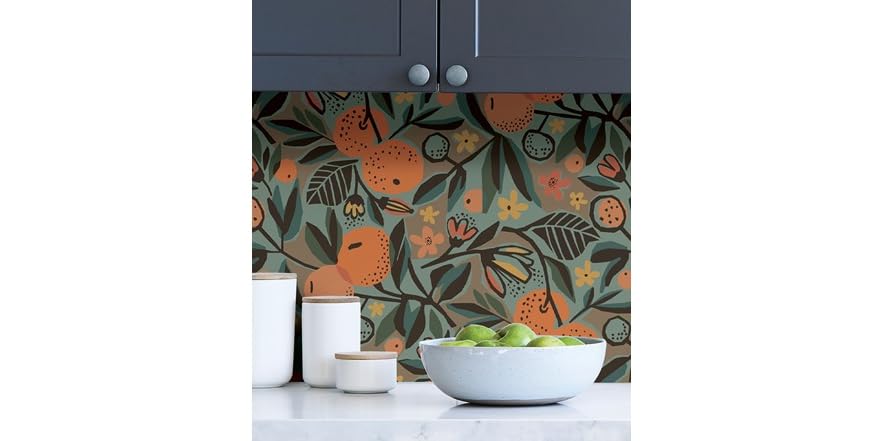 Pip & Lo Teal Clementine Garden Peel & Stick Wallpaper