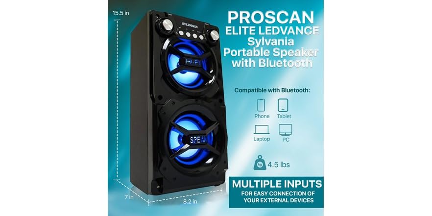 Sylvania ProScan Elite Portable Speaker with Bluetooth