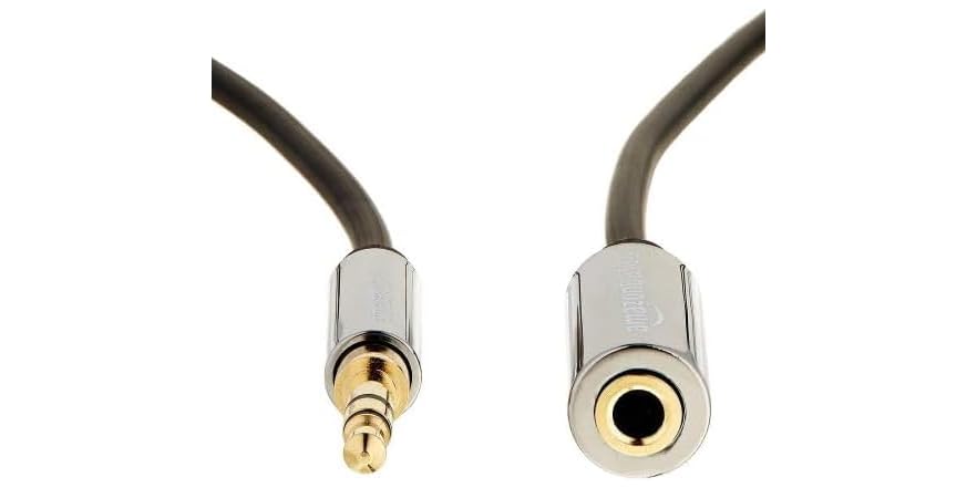 AmazonBasics 12FT 3.5mm Auxiliary Male to Female Audio Jack Extension Cable
