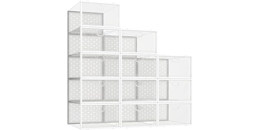 PINKPUM Shoe Storage Boxes with Lids 12 Pack