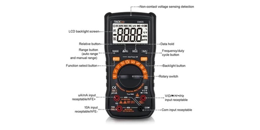 Digital Multimeter, LED Intelligent Indicator Jack
