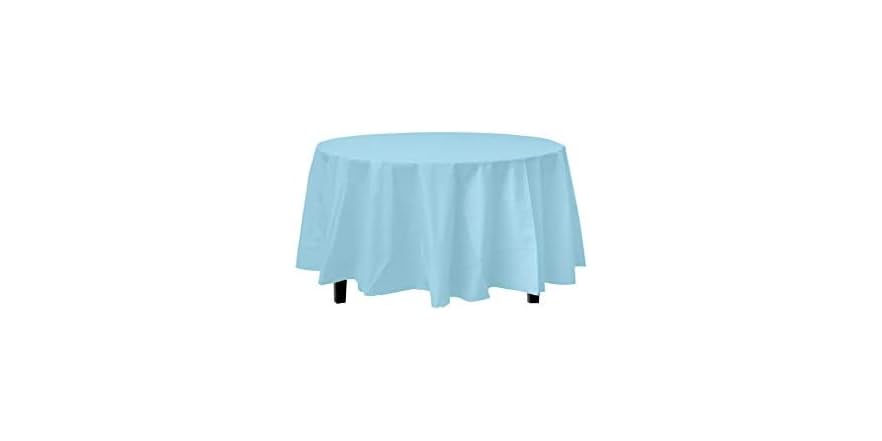 Light Blue Round plastic table cover