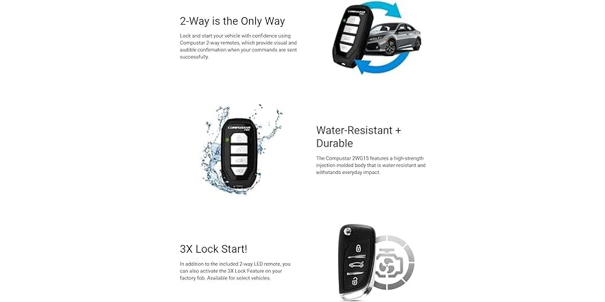 Compustar CSX4900-S 4-Button 2-Way, 3000' Remote Start System w/Drone ...