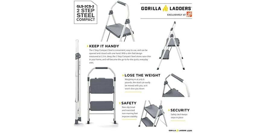 2-Step Compact Steel Step Stool