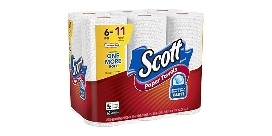 Scott Paper Towels, 6 Mega Rolls