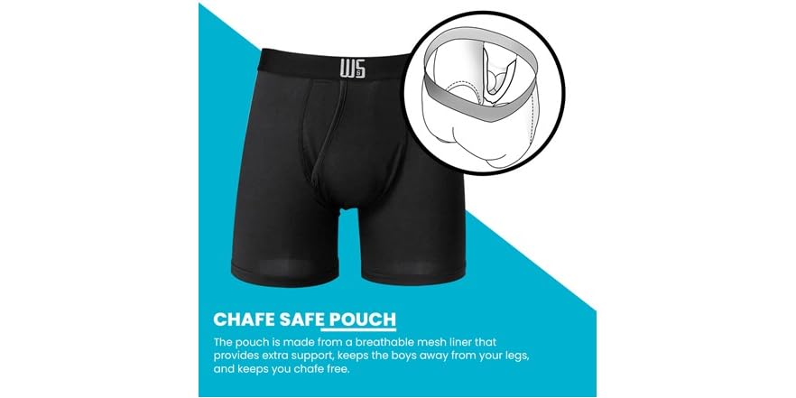 Chafe Safe Pouch Boxer Briefs - 6 Pack