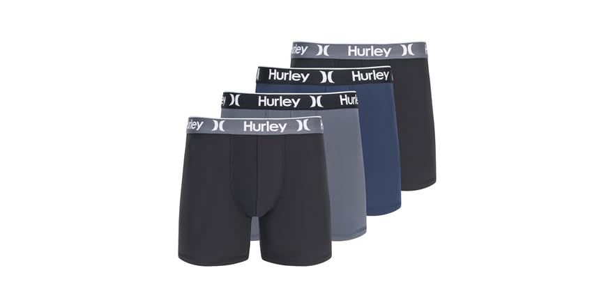 Hurley Men's 4 Pack Solid Boxer Brief