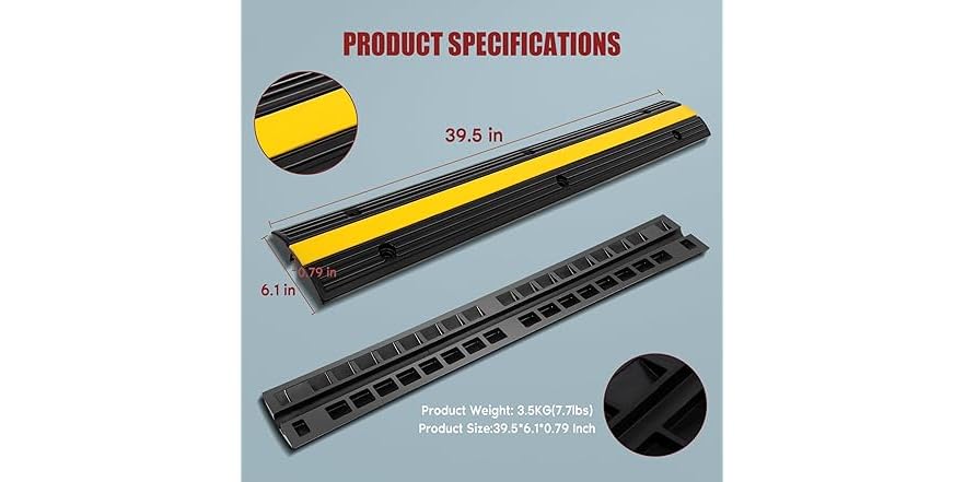 Floor Cord Cover, Heavy Duty 18000 lbs Cap, 4pk