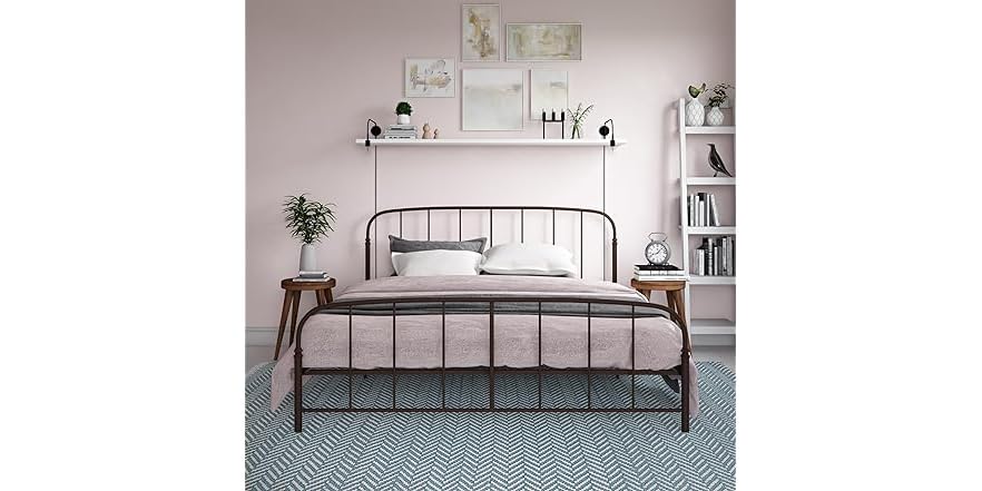 DHP Lafayette Metal Platform King Bed with Rustic Style