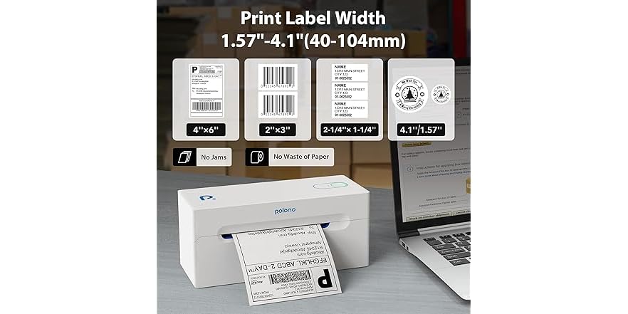 POLONO Bluetooth Shippping Label Printer (Open Box)