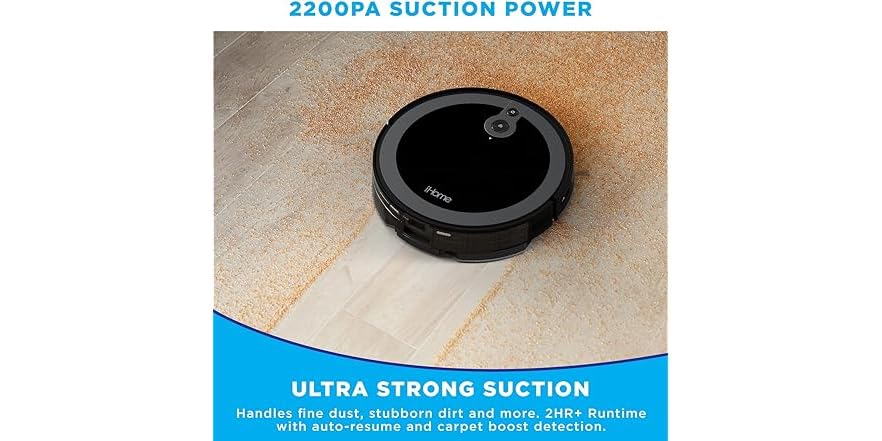iHome AutoVac Luna Robot Vacuum & Vibrating Mop (S&D)