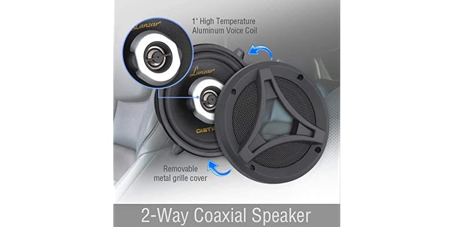 Lanzar 180W Dual 6.5 Inch 2-Way Universal Car Stereo Speakers (Pair)