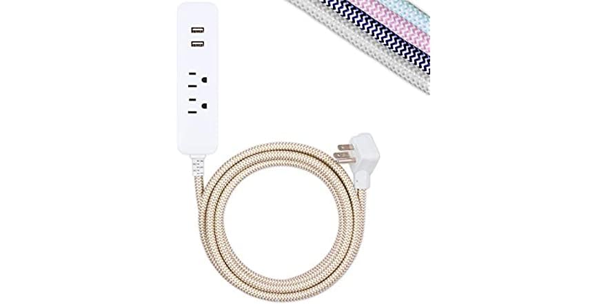 2-Outlet Power Strip with 2 USB Ports, 10 Ft