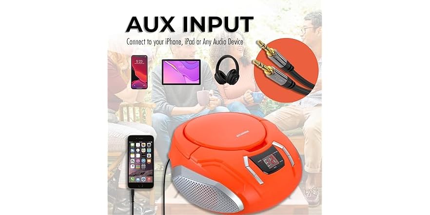 Sylvania Portable CD Boombox (Orange)