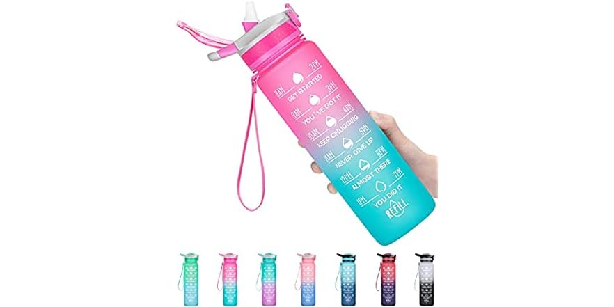 Water Bottles, 32oz with Times to Drink