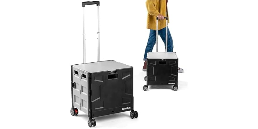 CleverMade Collapsible 55L 4-Wheeled Crate w/Lid