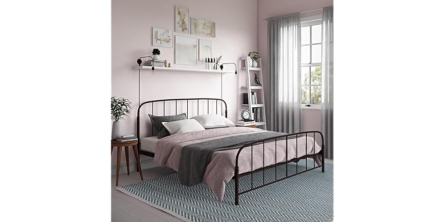 DHP Lafayette Metal Platform King Bed with Rustic Style