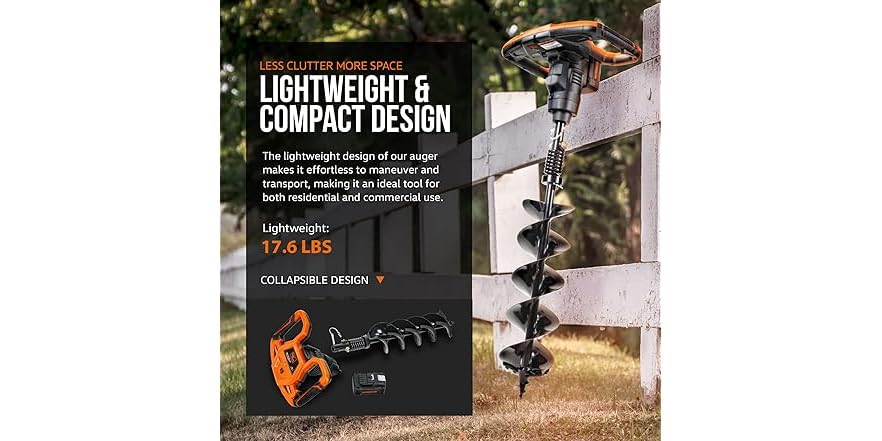 SuperHandy Auger Power Head w/Steel 6x30in Bit