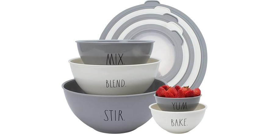 RaeDunn Mixing Bowls with Lids - 10Pc