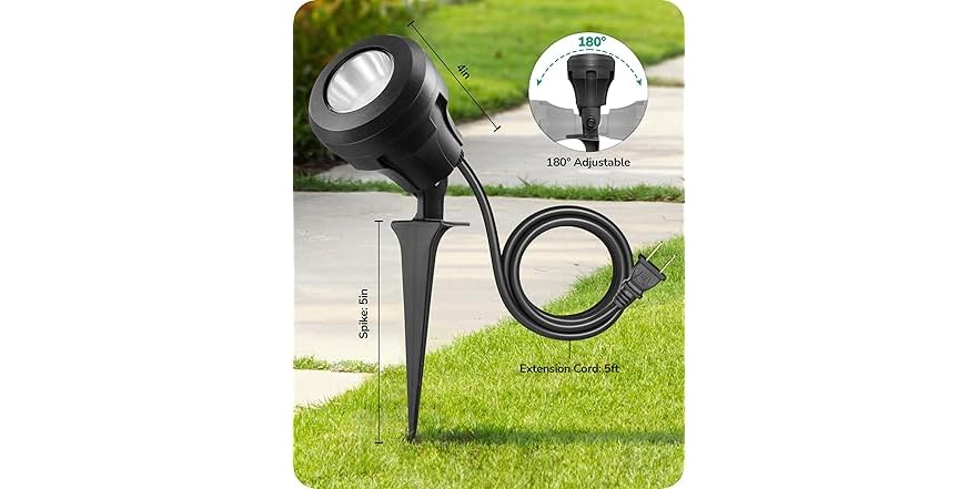 EDISHINE 120V LED Outdoor Spotlight, 5 Lenses