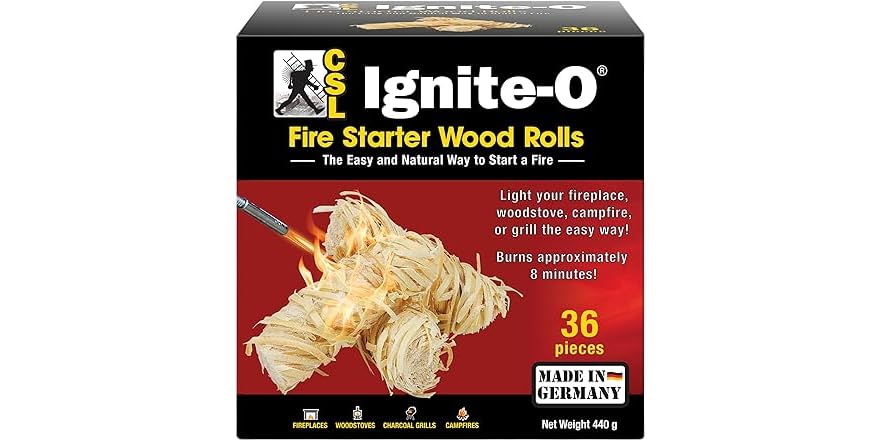 Ignite-O Fire Starter Natural Wood Rolls - 36 Pcs
