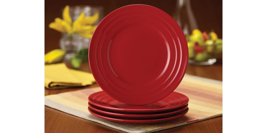 Red Salad Plates Set of (4) 8"