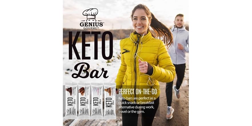 Genius Gourmet Gluten Free Keto Protein Bar Chocolate Keto Bars12 Pack