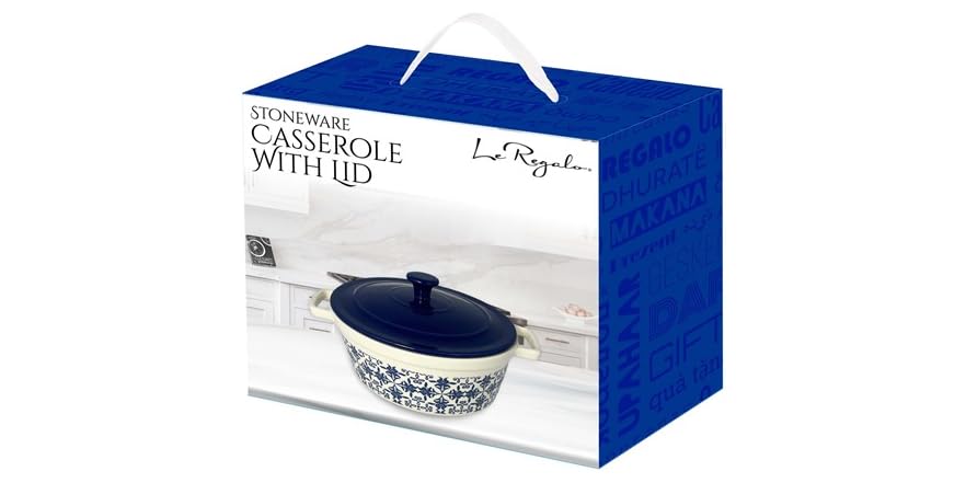 Le Regalo Stoneware Casserole with Lid